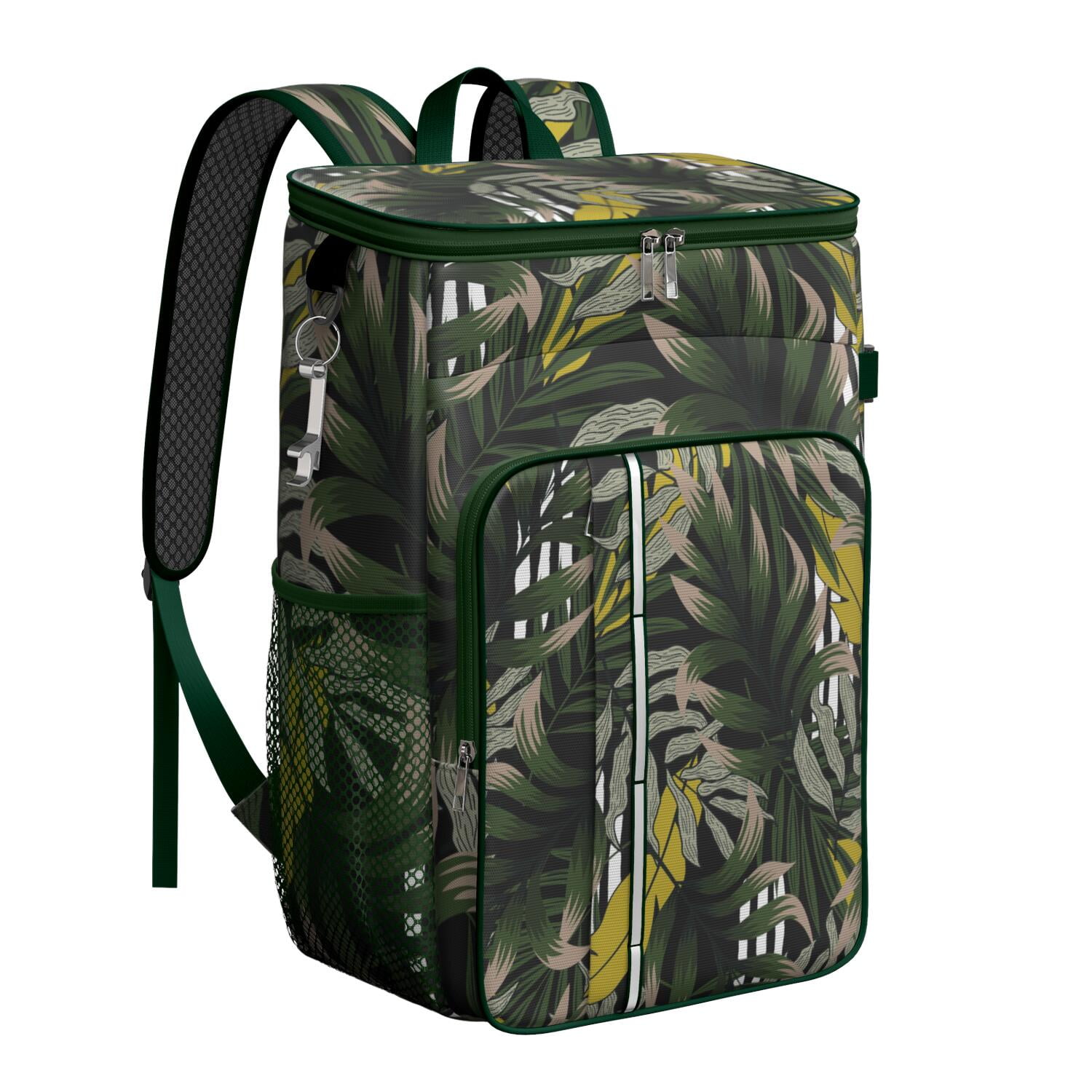 Hawaiian Floral Cooler Backpack, Tropical Leaf Leakproof Lunch Backpack ...