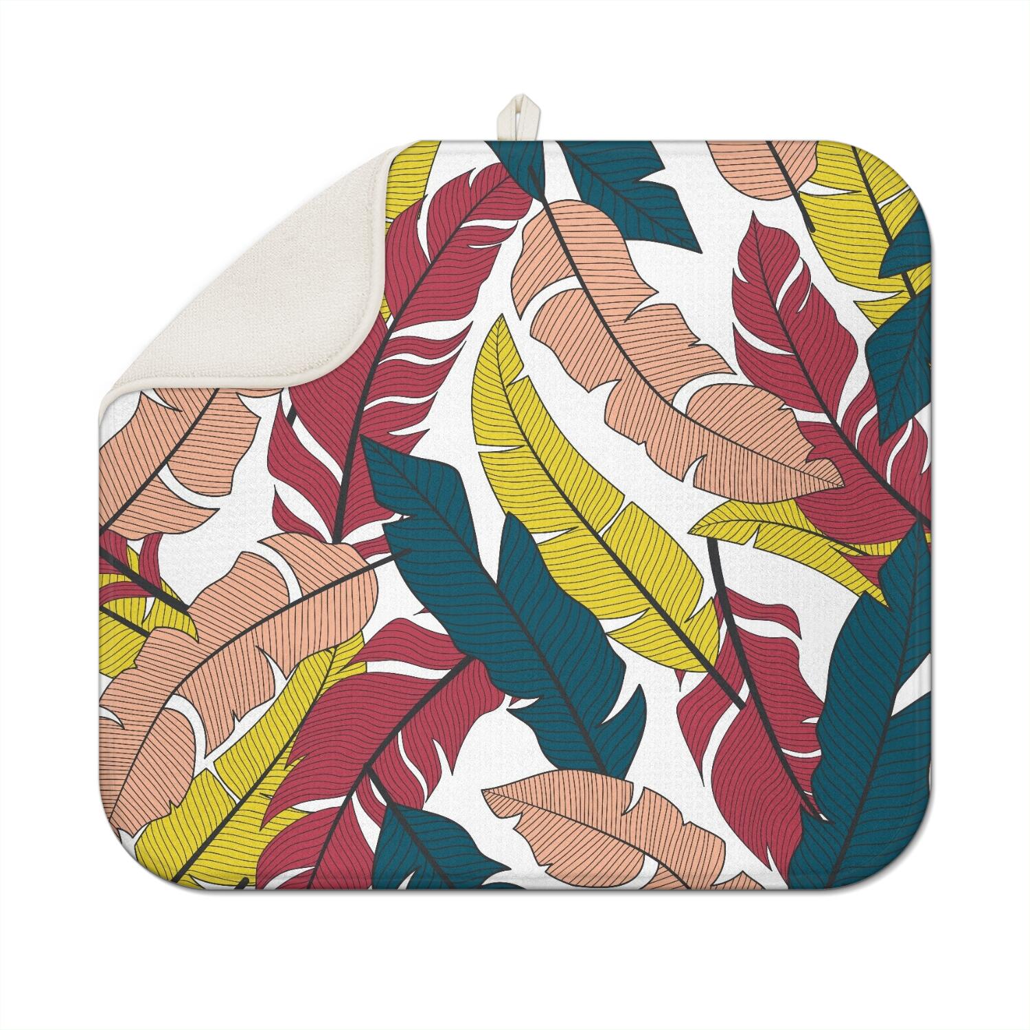 Hawaiian Floral Dish Drying Pad - Quick Dry Microfiber Sink Mat ...