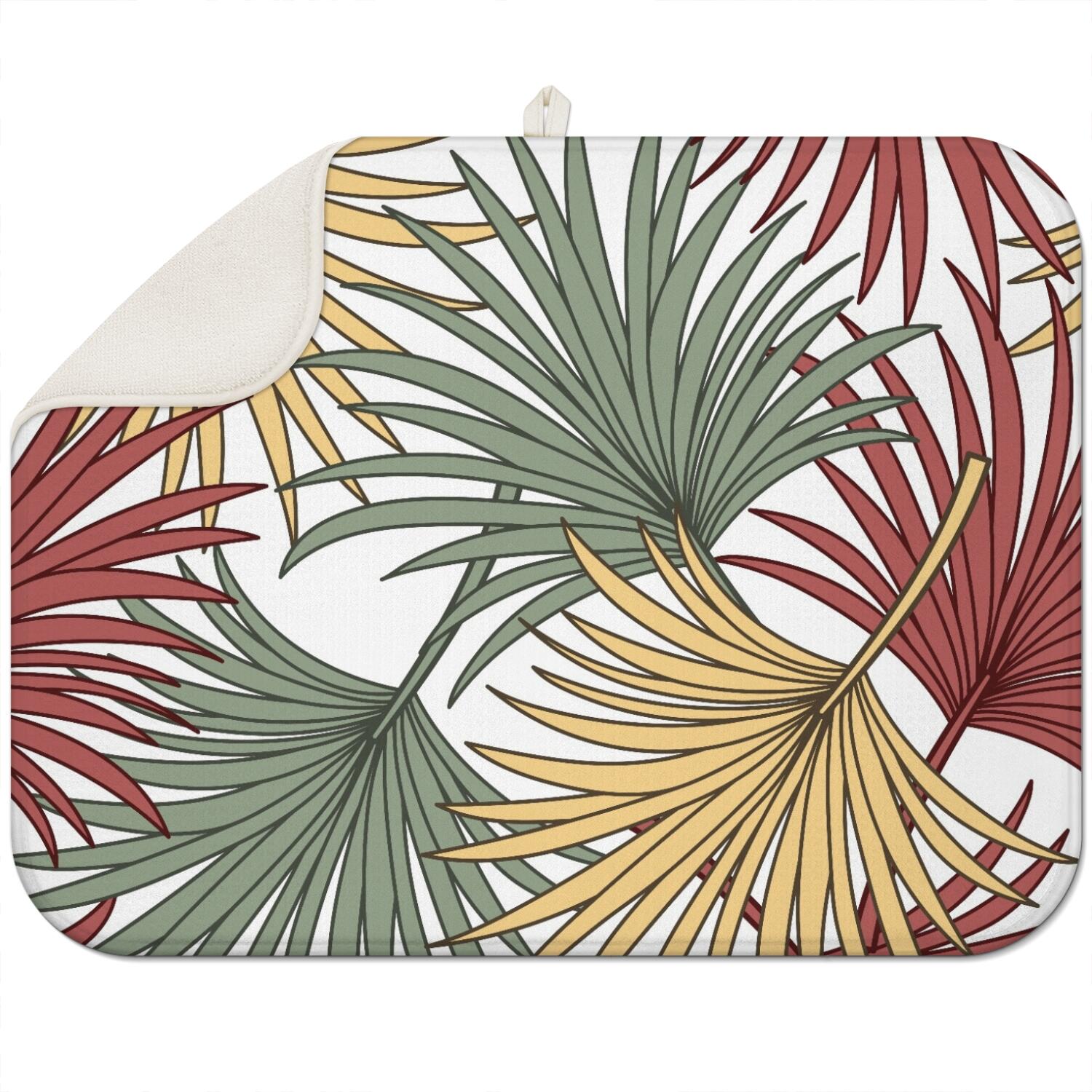 Hawaiian Floral Kitchen Counter Mat - Quick Dry Microfiber Sink Pad ...