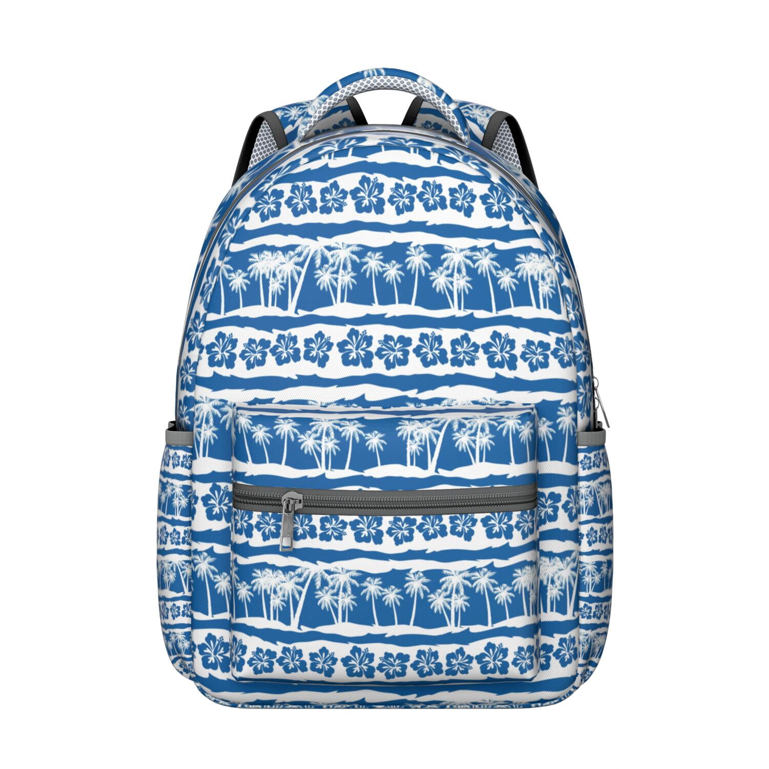 Hawaiian Floral Students Backpack Tropical Jungle Leaves, Hibiscus ...