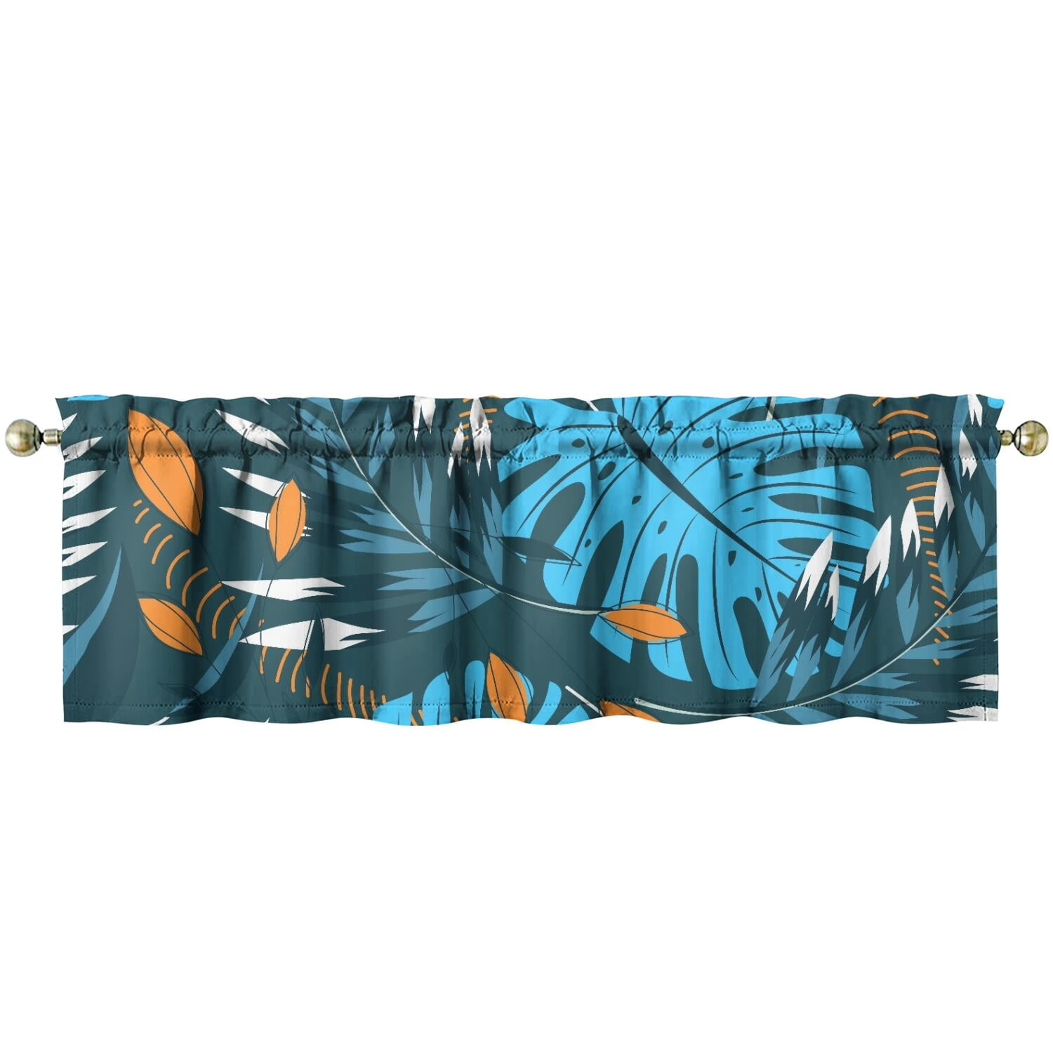 Hawaiian Floral Valance - 54 Inch Solid Color Window Topper with Jungle ...