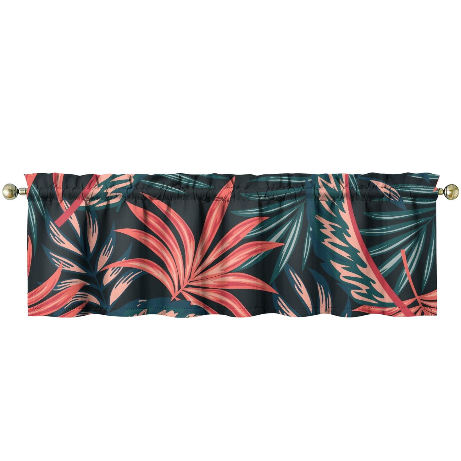 Hawaiian Floral Valance - 54 Inch Solid Color Window Topper with Jungle ...