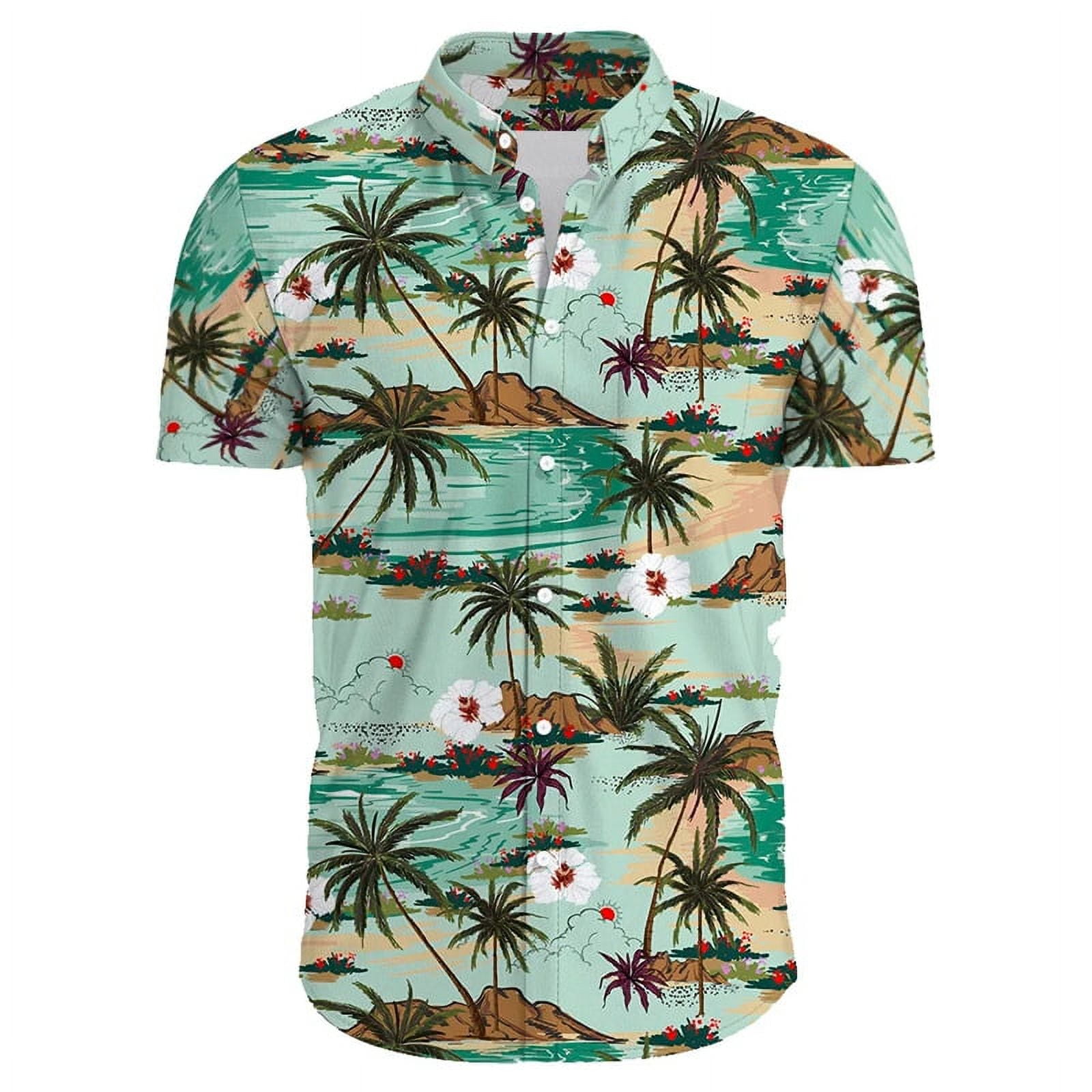 Hawaiian Flower Casual Men Shirts Print With Short Sleeve For Korean ...