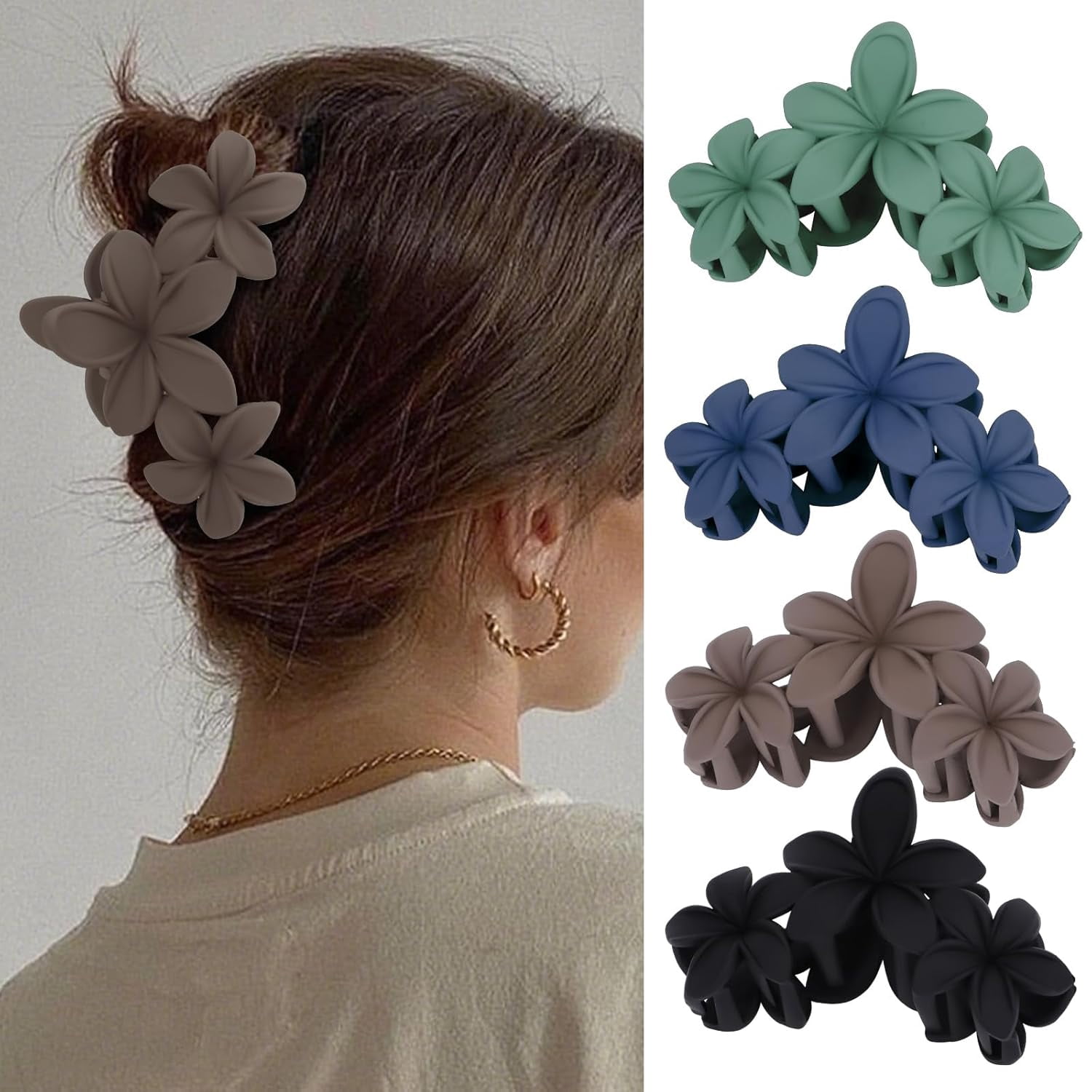 Hawaiian Flower Hair Clips Large Matte Hair Claw for Women Non-Slip ...