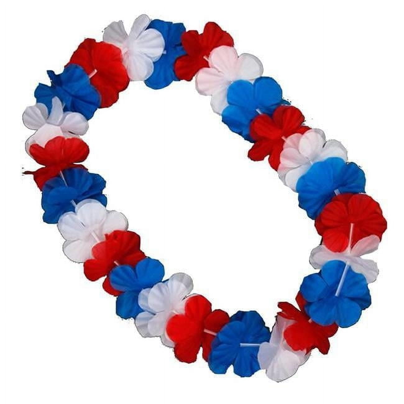 Hawaiian Flower Lei Necklace, Red, White & Blue - Walmart.com