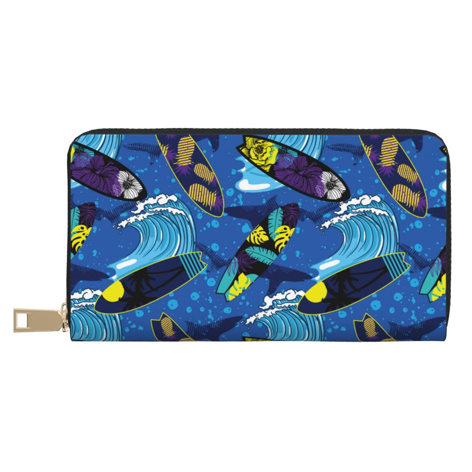 Hawaiian Flower Pineapple paddleboard Wallet Women, Leather Bifold ...