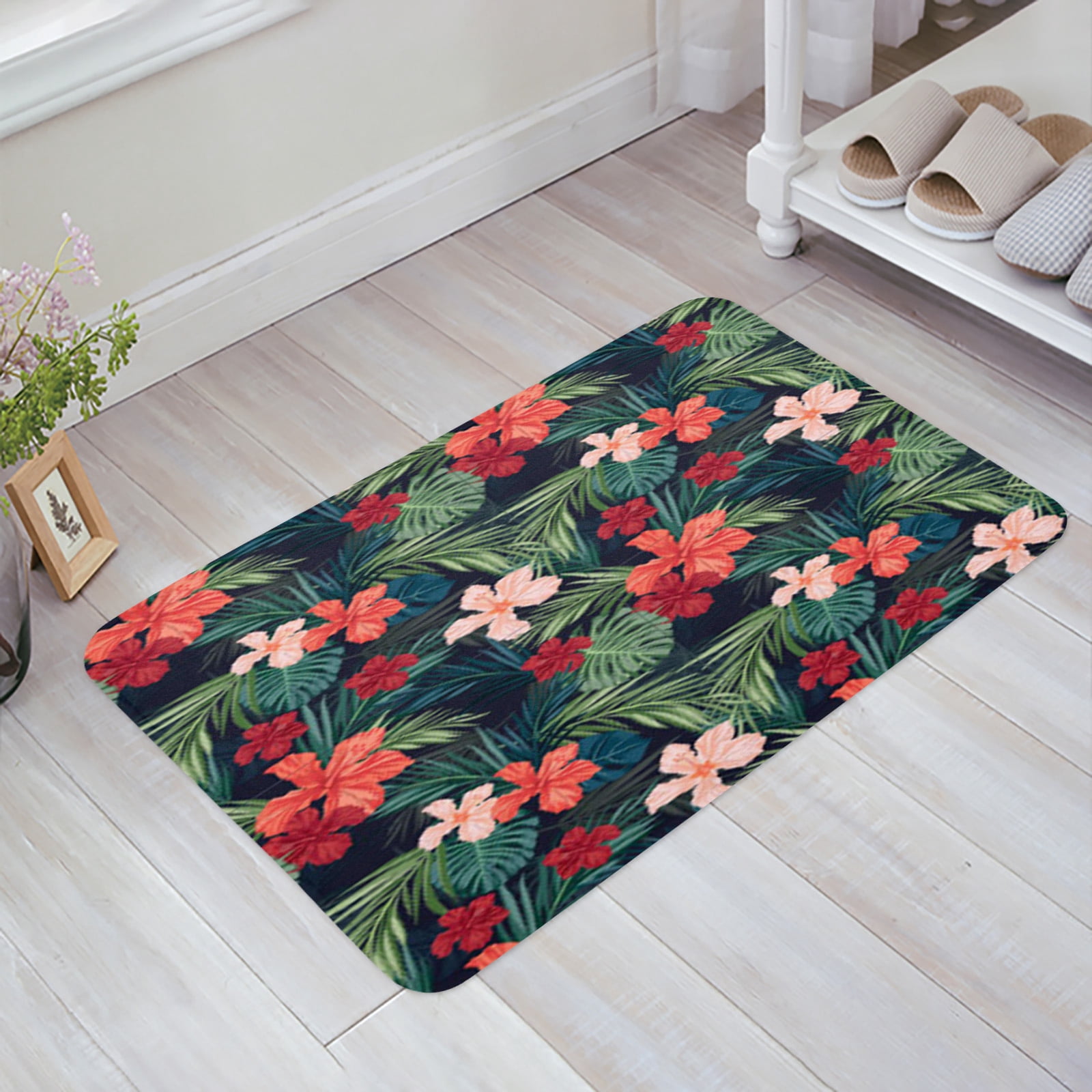 Hawaiian Flower Plant Jungle Palm Tropical Entrance Doormat Kitchen Mat ...