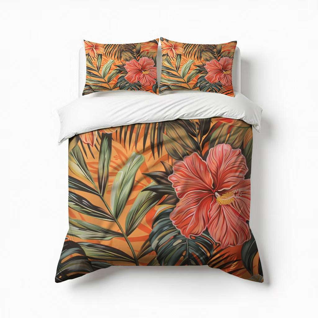 Hawaiian Flower Tropical Flower Pattern Bedding Set 3 Pcs Soft ...