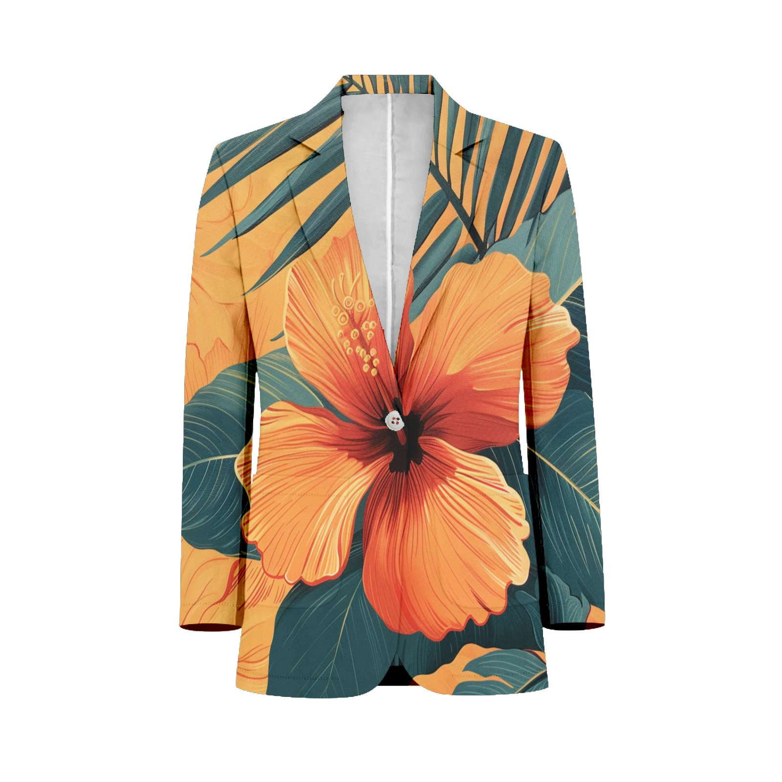 Hawaiian Flower Tropical Flower Pattern Customized Men's Suits full man ...