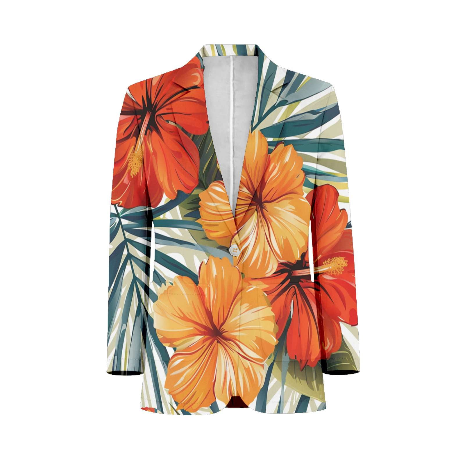 Hawaiian Flower Tropical Flower Pattern Mens Suits Shawl Collar Slim ...