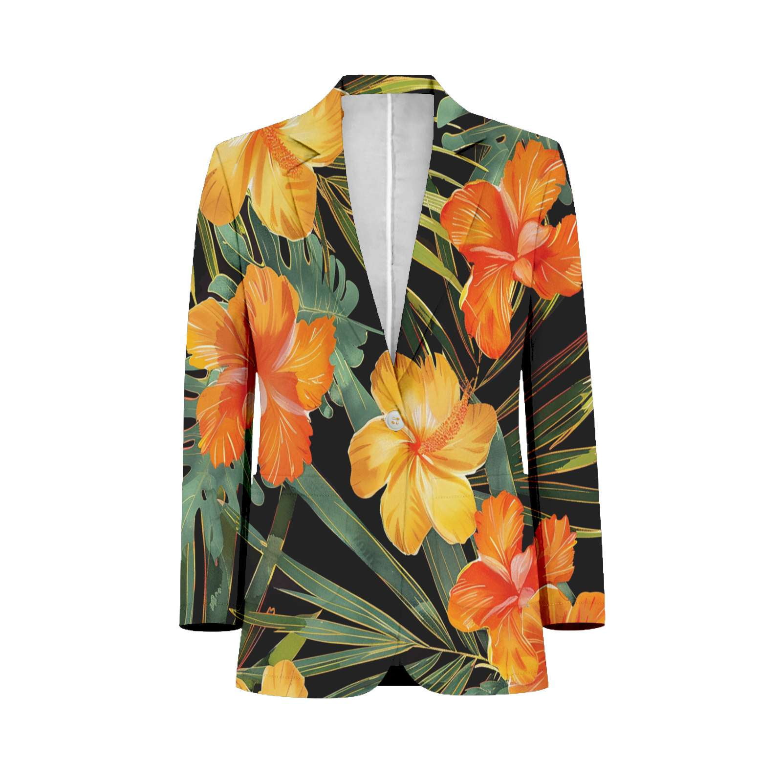 Hawaiian Flower Tropical Flower Pattern Mens Suits Shawl Collar Slim ...