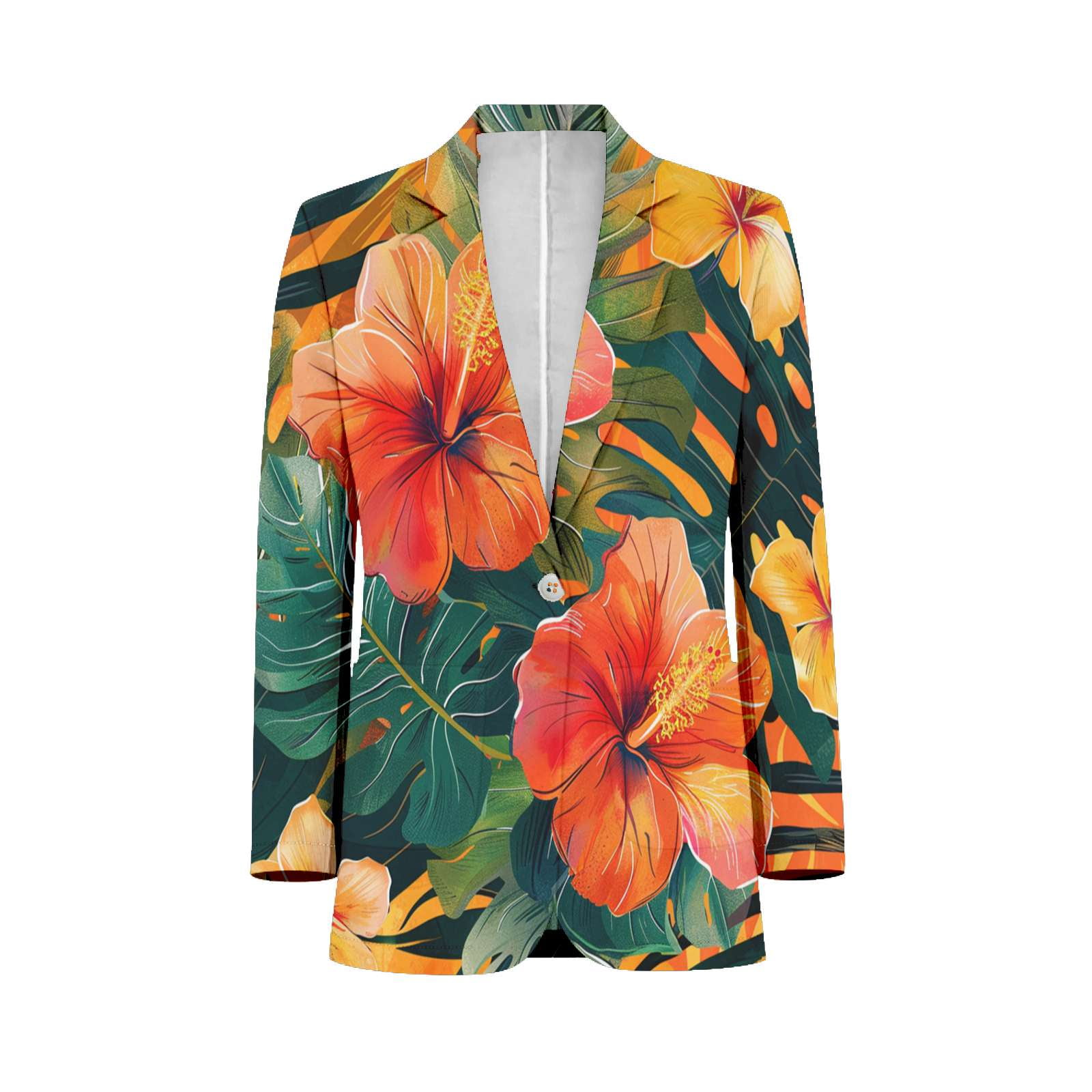 Hawaiian Flower Tropical Flower Pattern Mens Suits Shawl Collar Slim ...