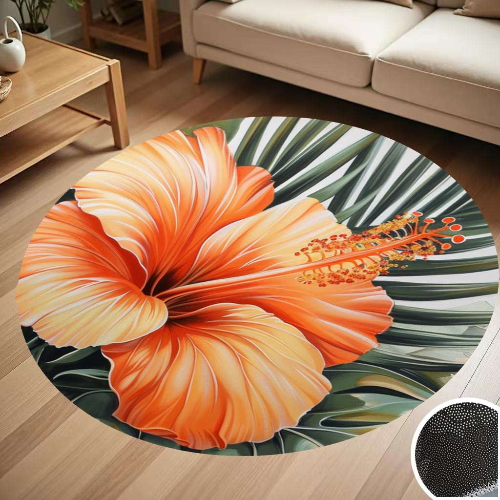 Hawaiian Flower Tropical Flower Pattern Round Carpet Living Room ...