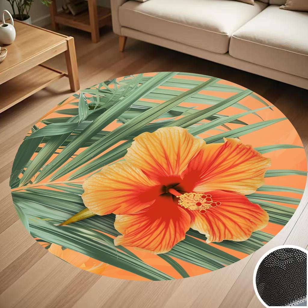 Hawaiian Flower Tropical Flower Pattern Round Carpet Living Room ...