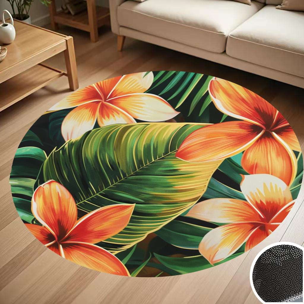 Hawaiian Flower Tropical Flower Pattern Round Carpet Living Room ...