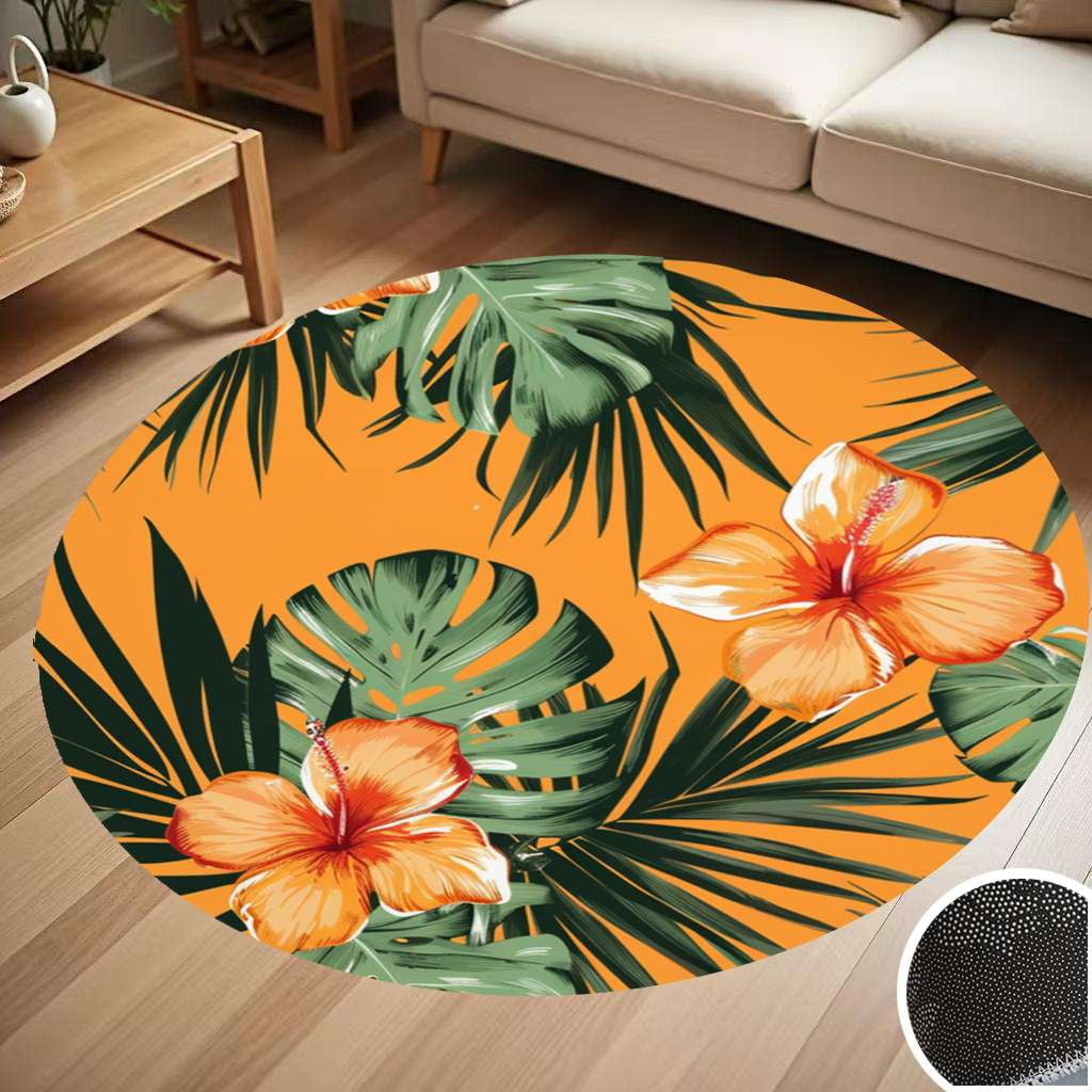 Hawaiian Flower Tropical Flower Pattern Round Carpet Living Room ...