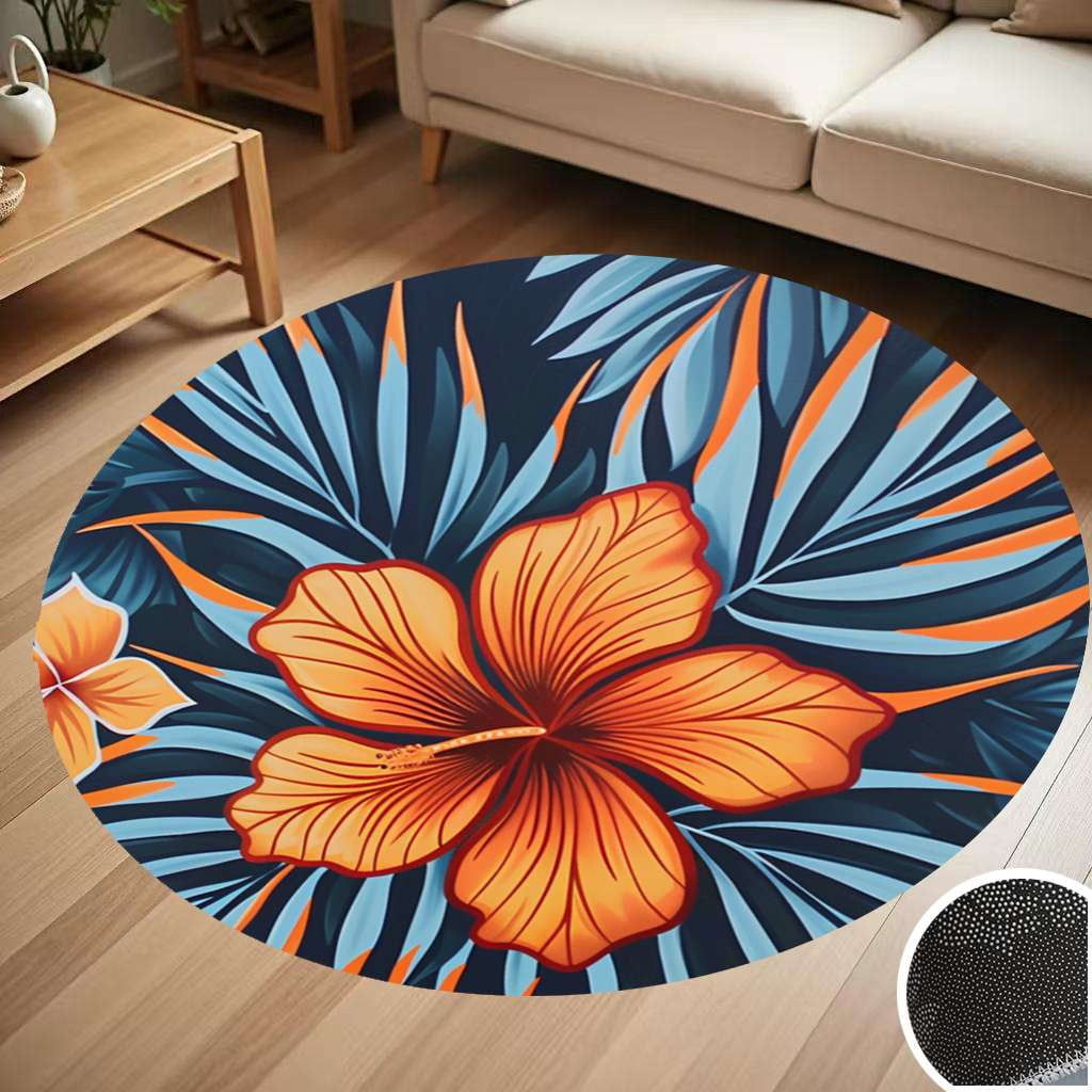 Hawaiian Flower Tropical Flower Pattern Round Carpet Living Room ...