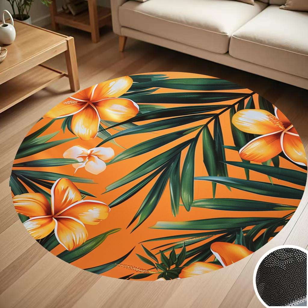 Hawaiian Flower Tropical Flower Pattern Round Carpet Living Room ...