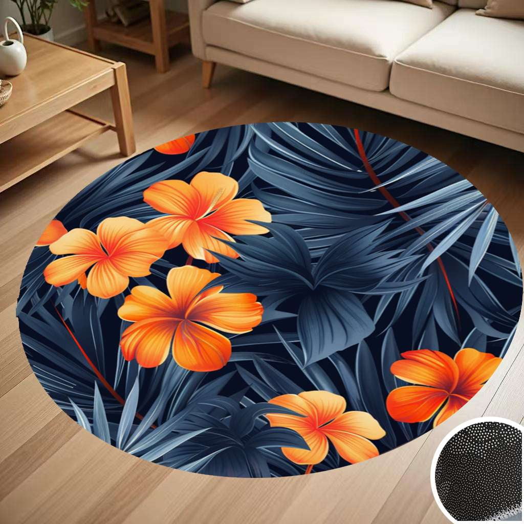 Hawaiian Flower Tropical Flower Pattern Round Carpet Living Room ...