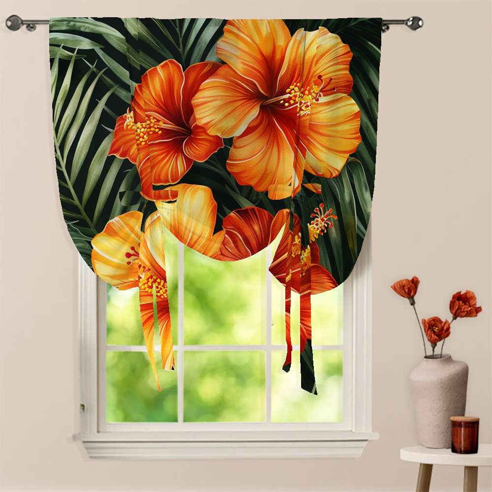 Hawaiian Flower Tropical Flower Pattern Window Curtain for Living Room ...