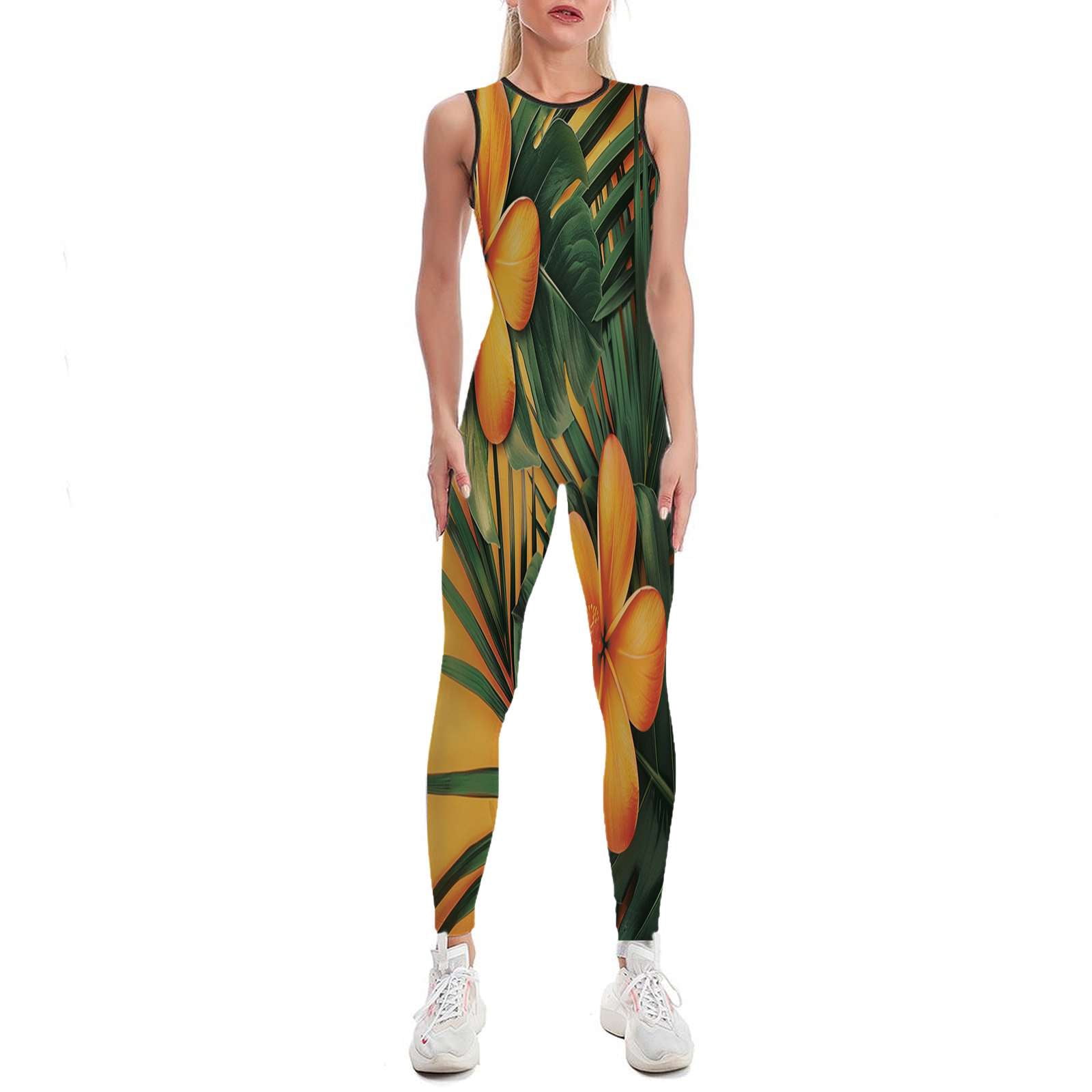 Hawaiian Flower Tropical Flower Pattern Women's One Piece Yoga ...