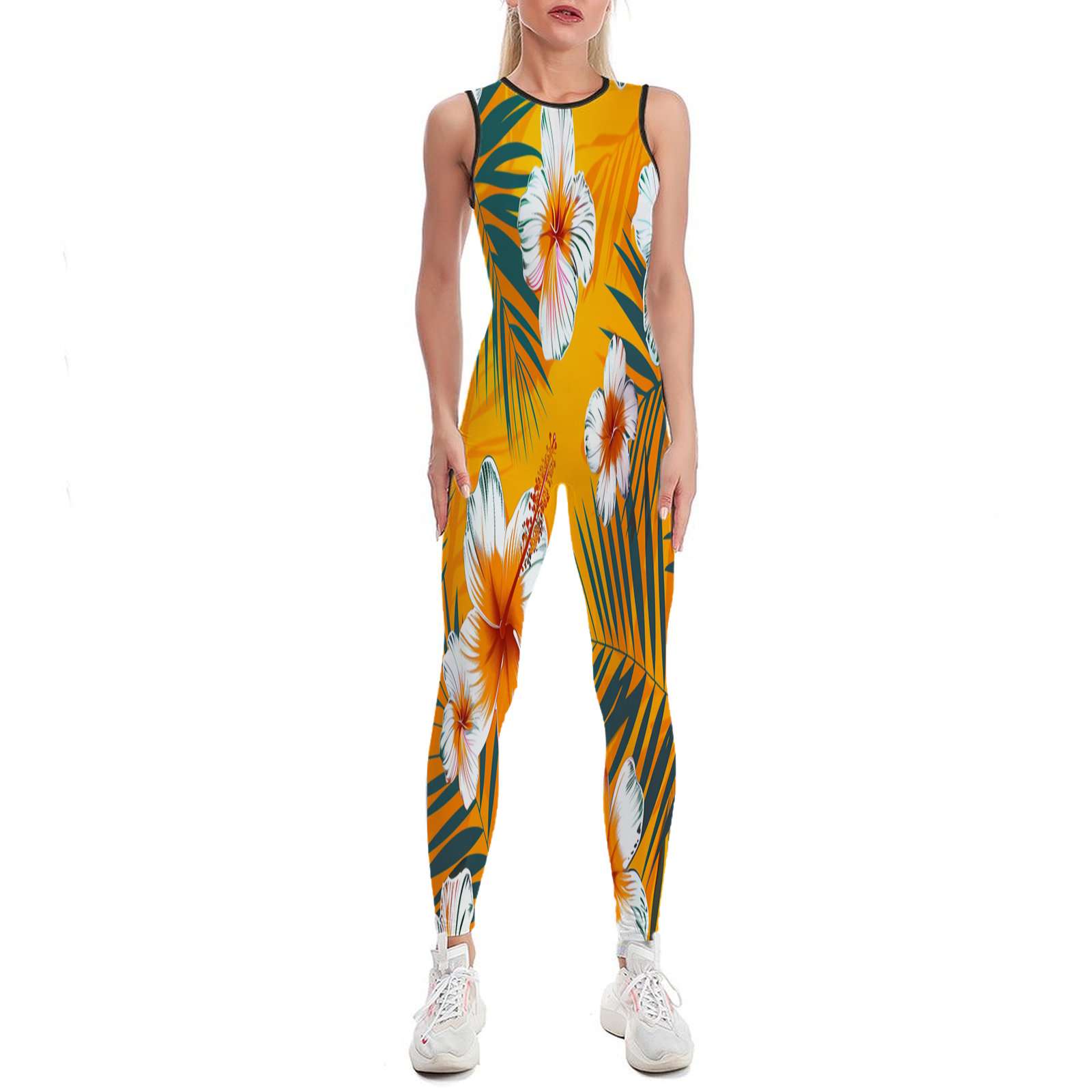 Hawaiian Flower Tropical Flower Pattern Women's One Piece Yoga ...