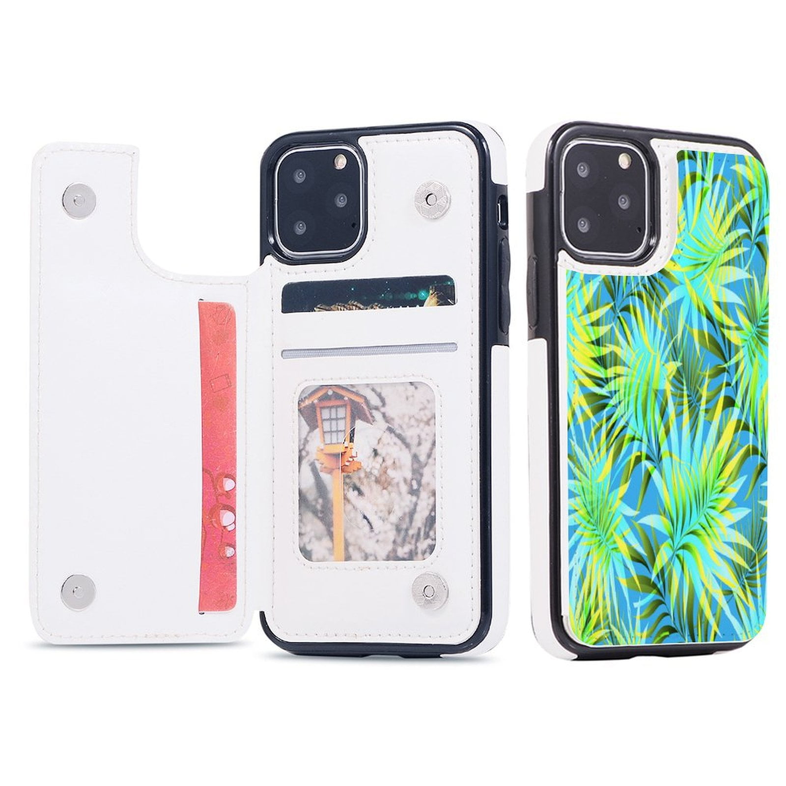 Hawaiian Flowers And Leaves for Background Leather Wallet Case for iPhone 16 15 14 13 12 11 Pro ...