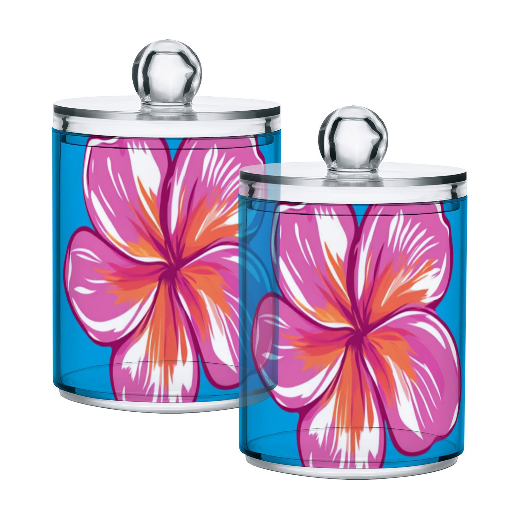 Hawaiian Flowers Bright Color Translucent Plastic Cans Storage ...