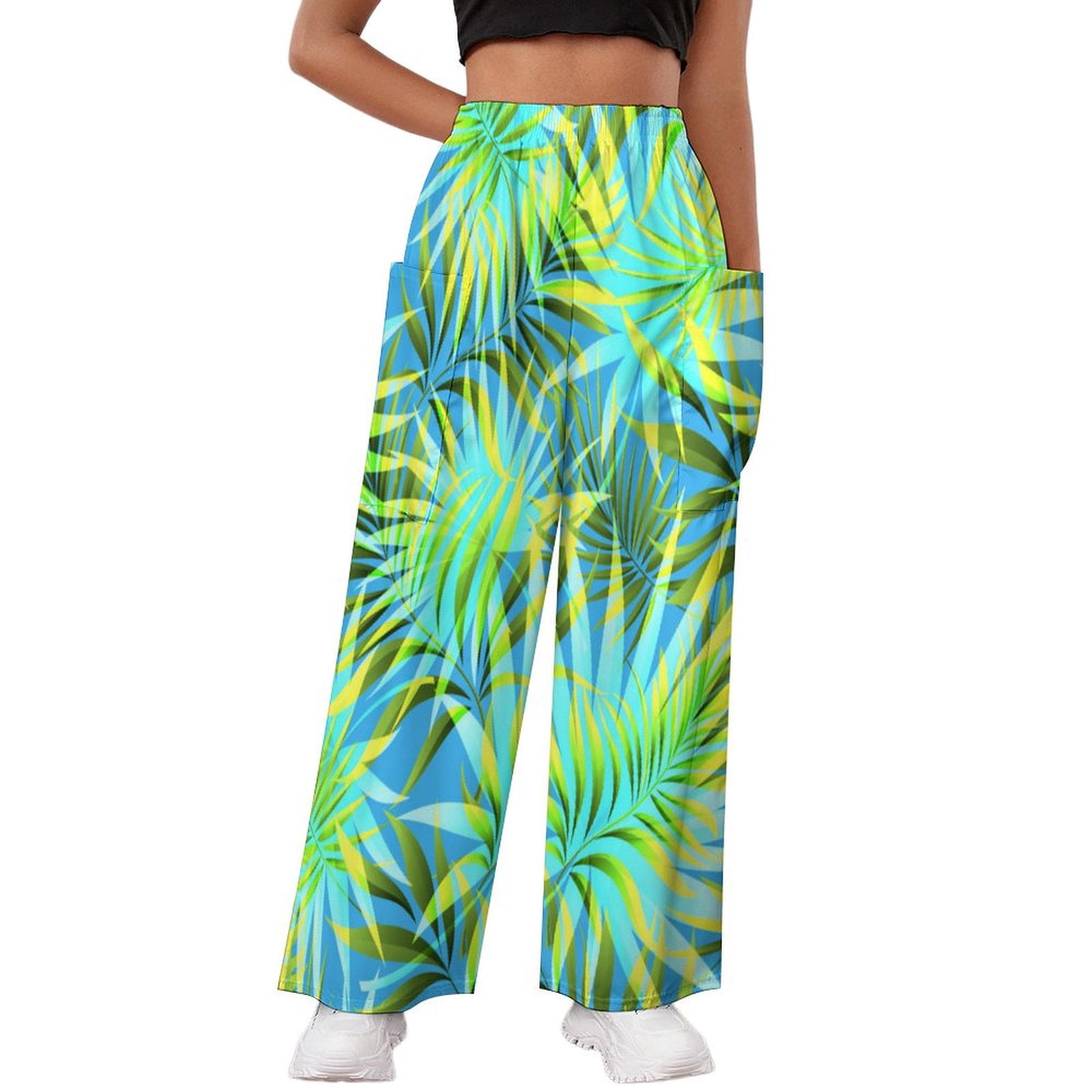 Hawaiian Flowers And Leaves for Background Straight Leg Trousers for ...