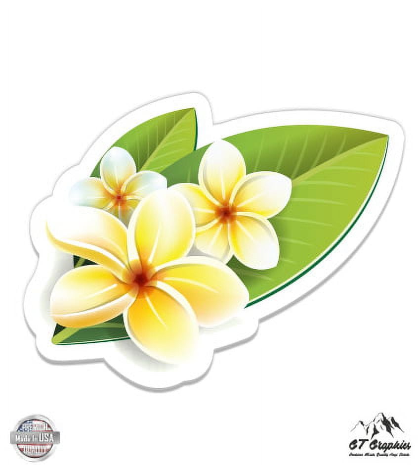 Hawaiian Flowers Plumeria Beautiful - 5" Vinyl Sticker - For Car Laptop ...