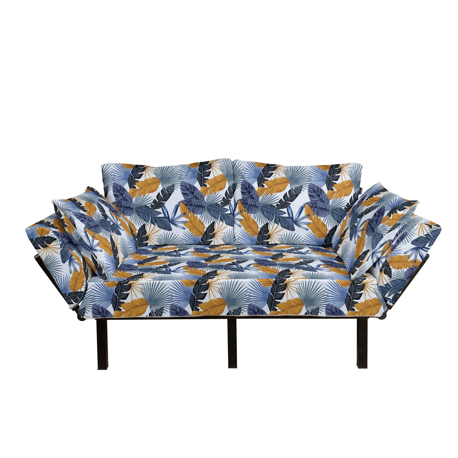 Hawaiian Futon Couch, Tropical Beach Flora Illustration Aloha Flowers ...