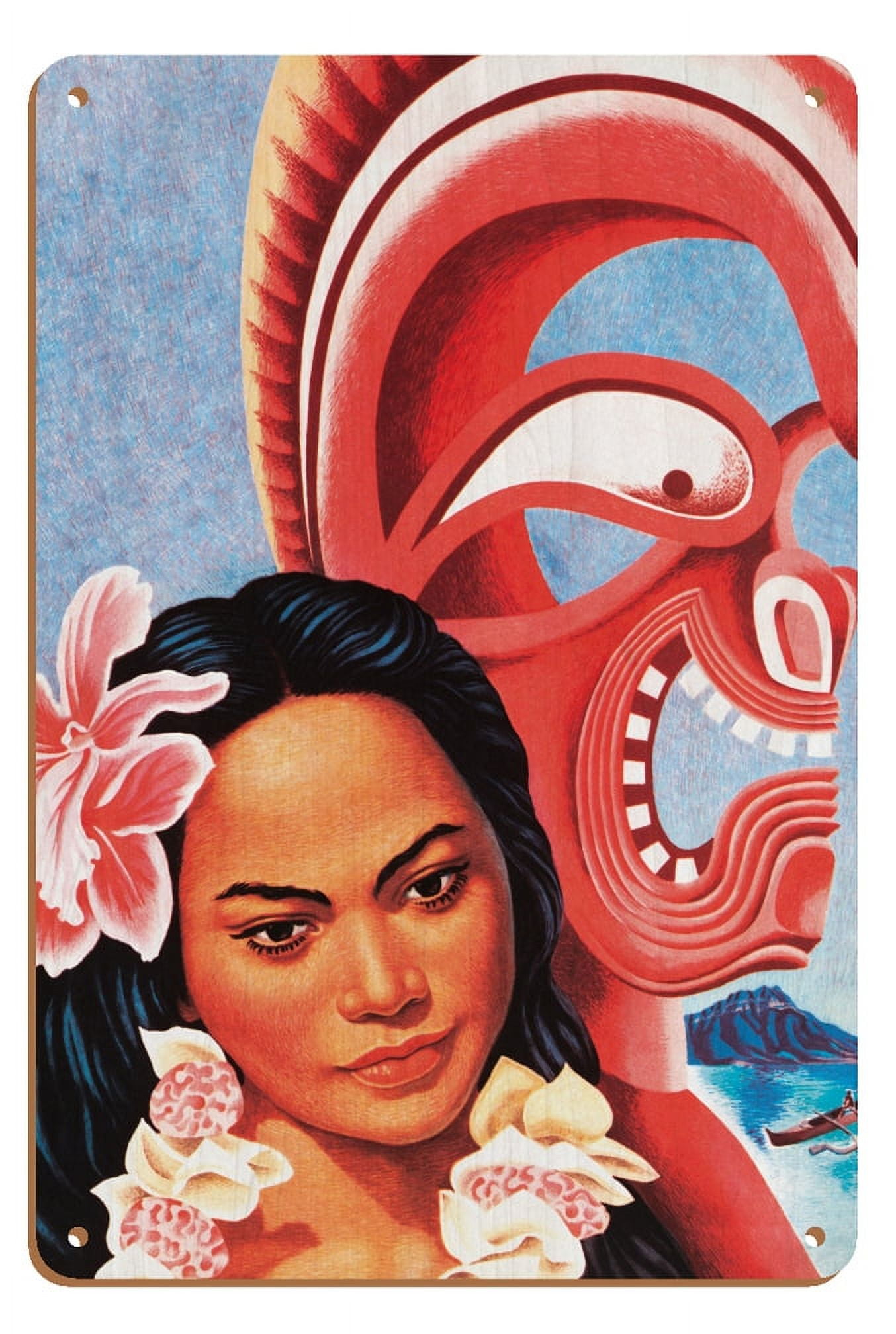 Hawaiian Girl and Feather War God Tiki - American President Lines ...