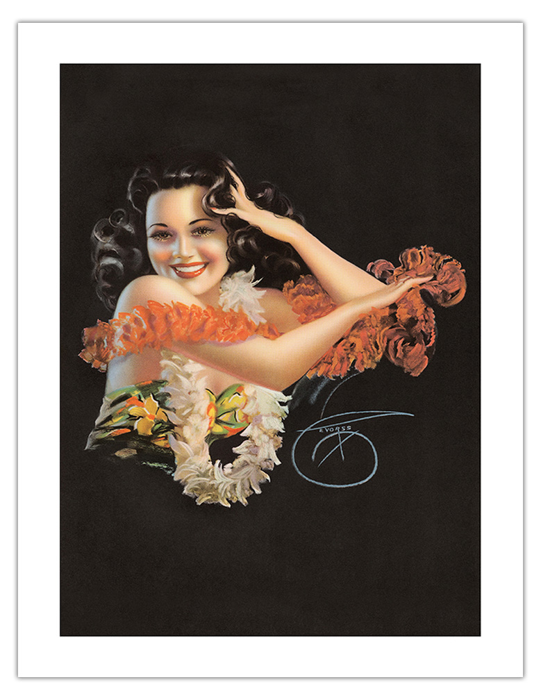 Hawaiian Glamour Girl in Lei’s - Vintage Pin Up by Billy DeVorss c.1946 ...