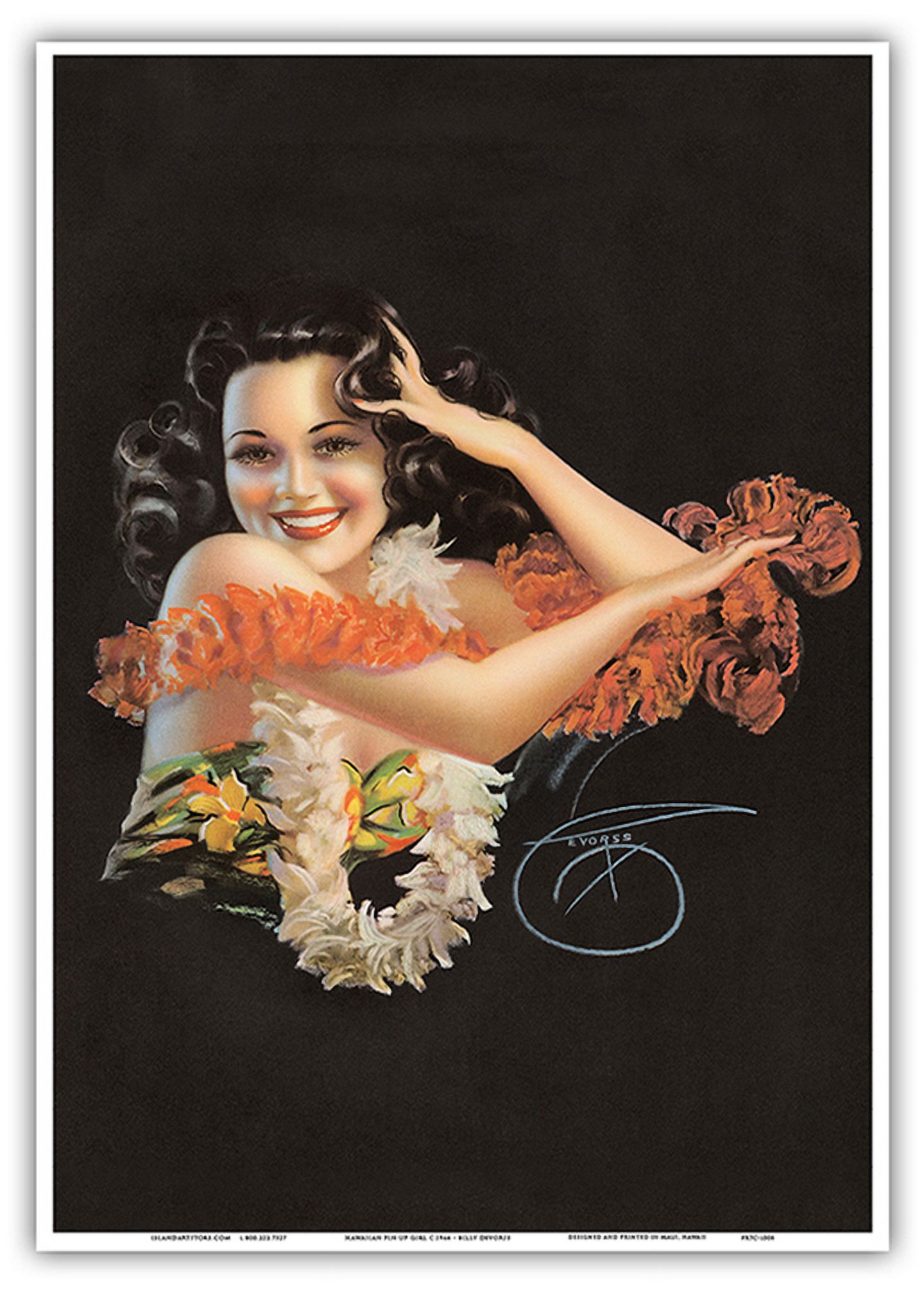 Hawaiian Glamour Girl in Lei’s - Vintage Pin Up by Billy DeVorss c.1946 ...