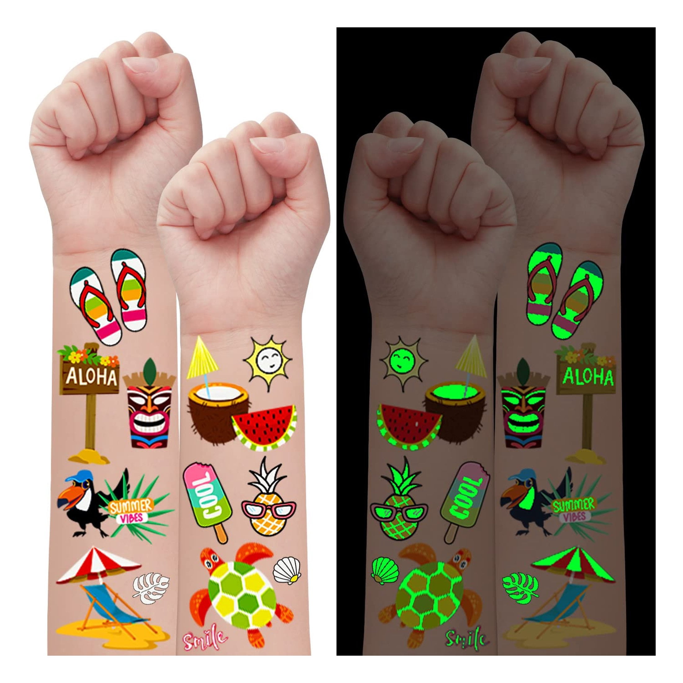 Hawaiian Glow Party Pack - 20 Sheets Luminous Decorations & 195 Styles ...