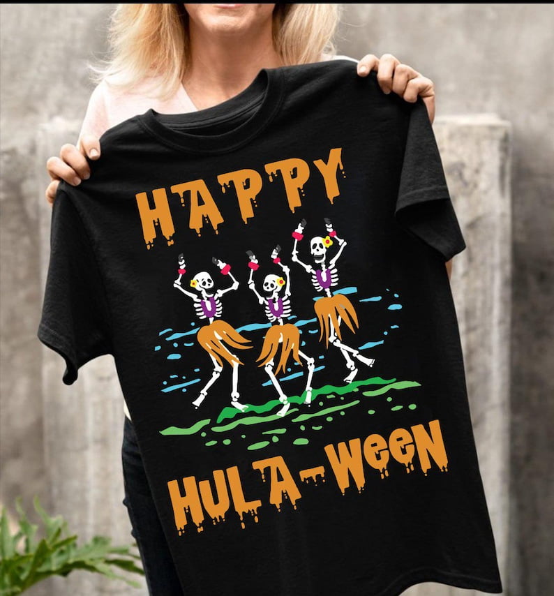 Hawaiian Halloween svg, Dancing Hula Skeletons svg, Skeleton Fall ...