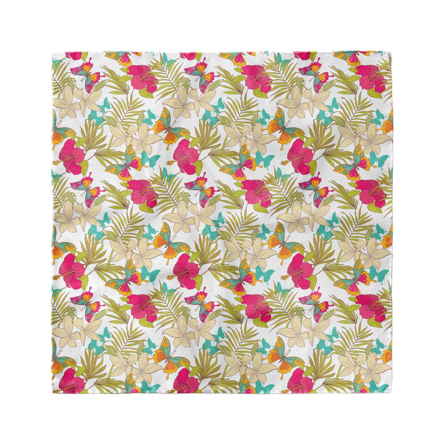 Hawaiian Head Scarf, Tropical Flowers Leaves, Head Wrap, 3 Sizes, by ...