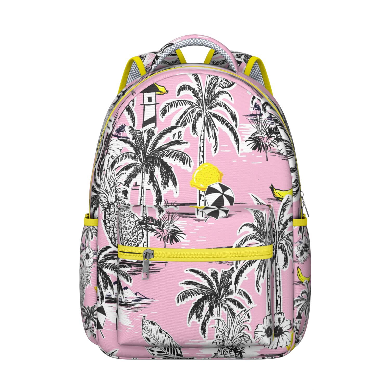 Hawaiian Hibiscus Backpack Tropical Floral and Jungle Leaves School Bag ...