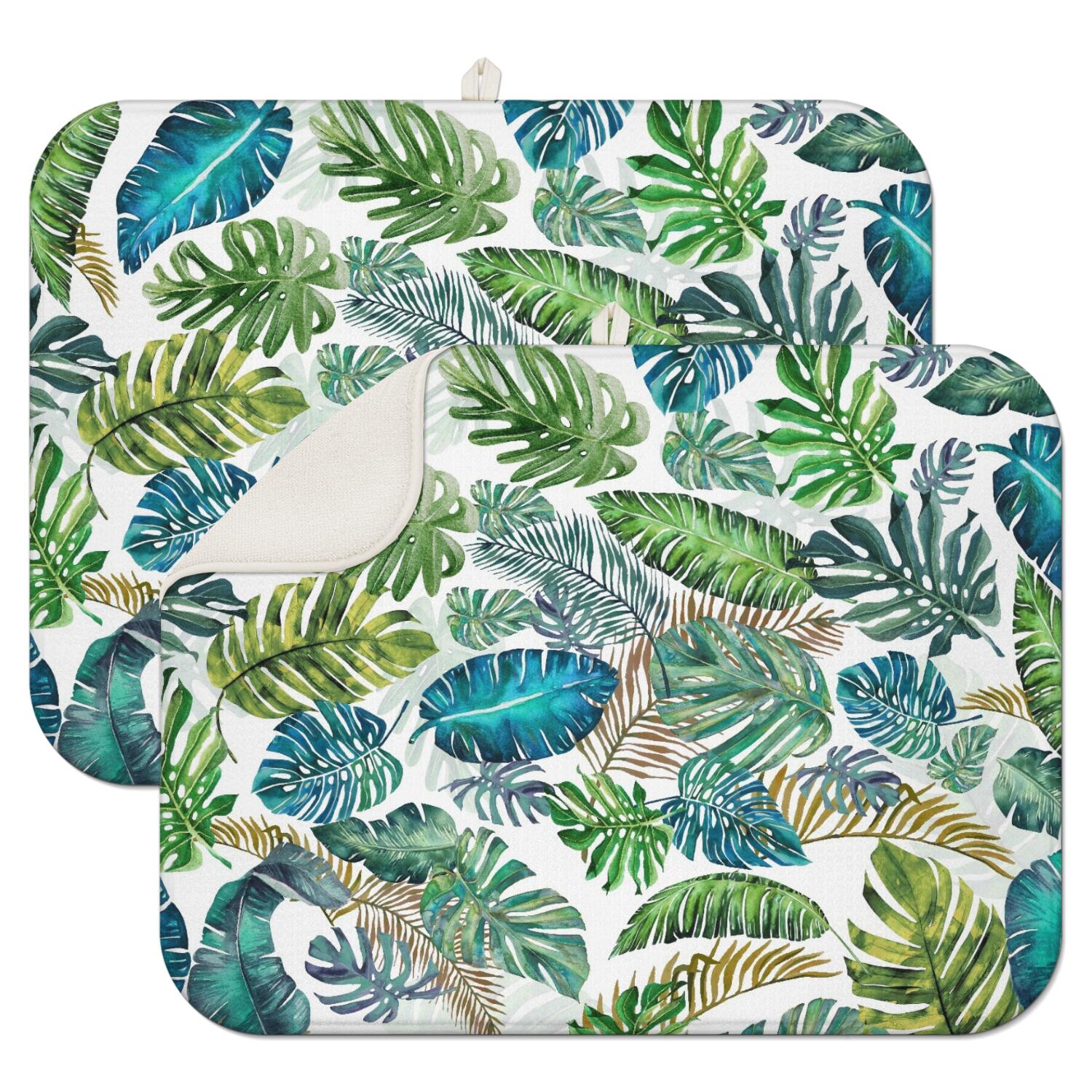 Hawaiian Hibiscus Dish Drying Mat – Tropical Floral Print with Vibrant ...