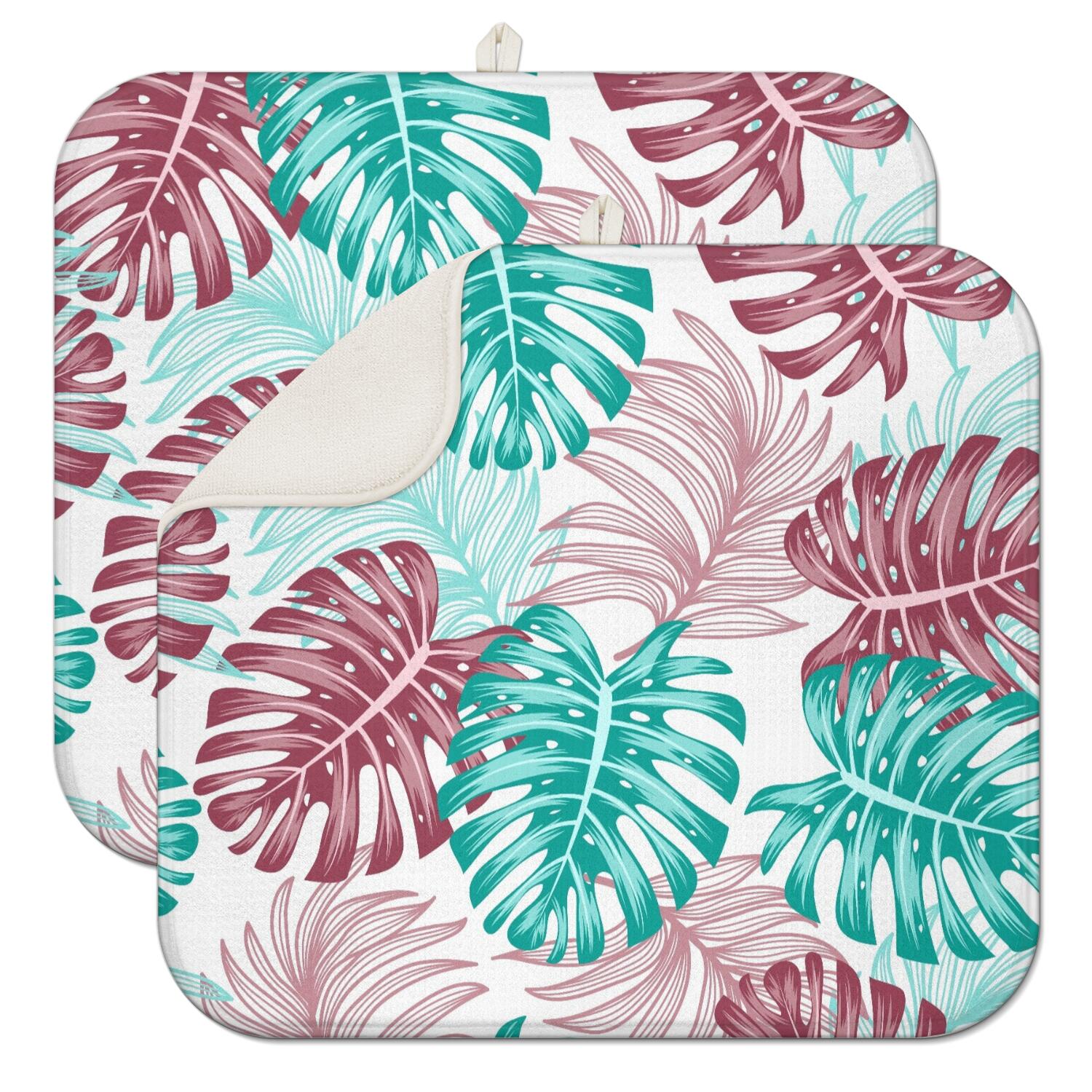 Hawaiian Hibiscus Dish Drying Mat – Tropical Floral Print with Vibrant ...