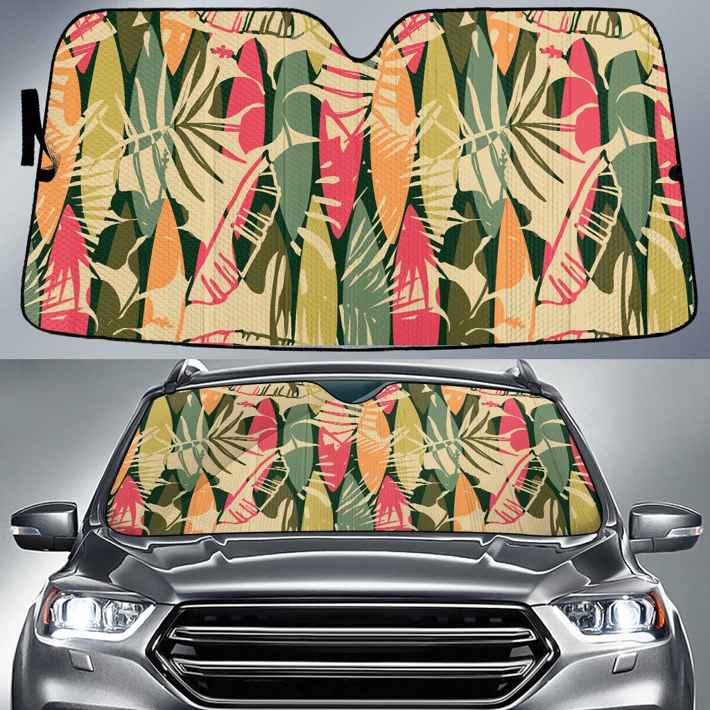 Hawaiian Hibiscus Flower Shadow And Classic Palm Leave Car Sun Shades ...