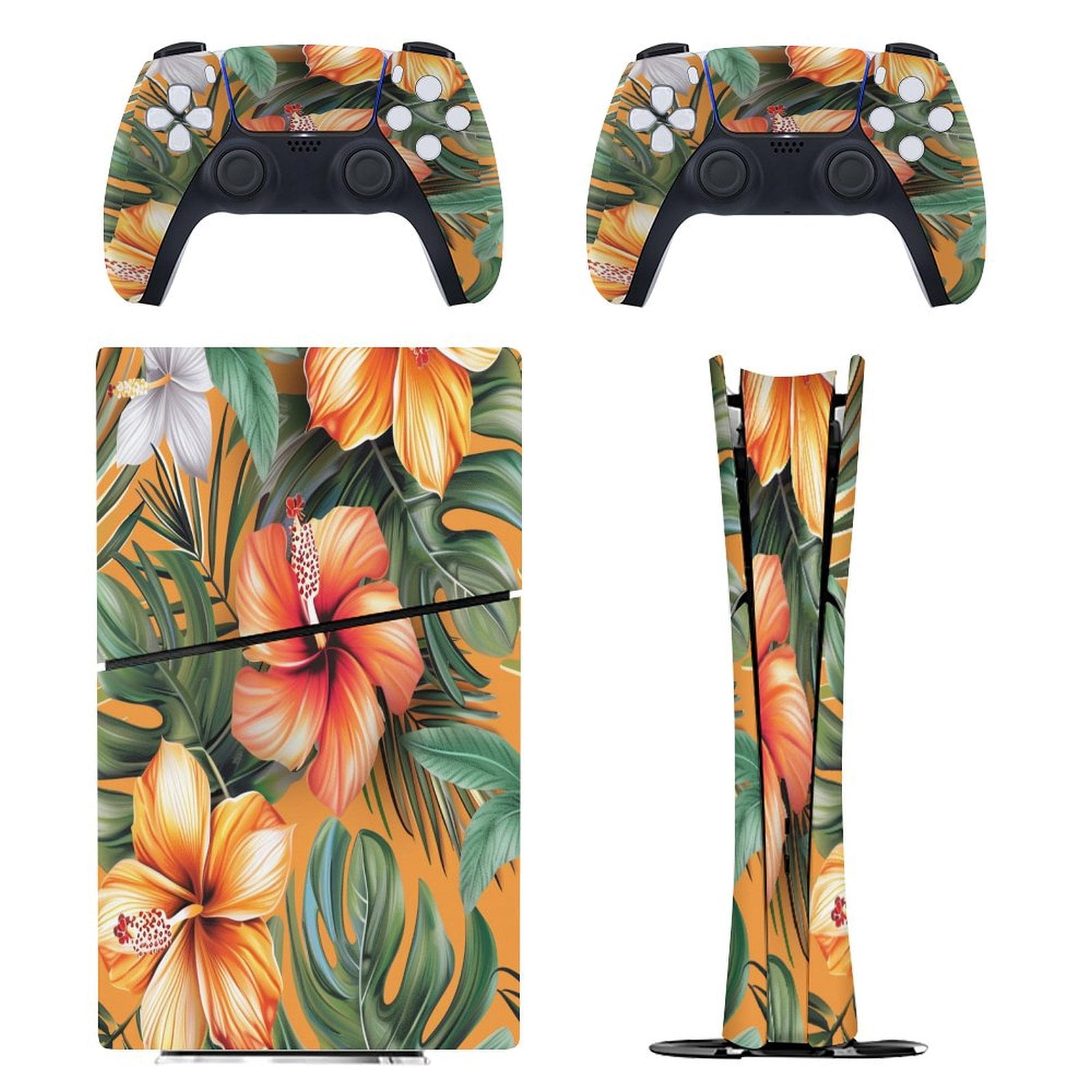 Hawaiian Hibiscus Garden Orange Flowers PS5/PS5 Pro/PS5 Slim Digital Disc Skin Sticker For ...