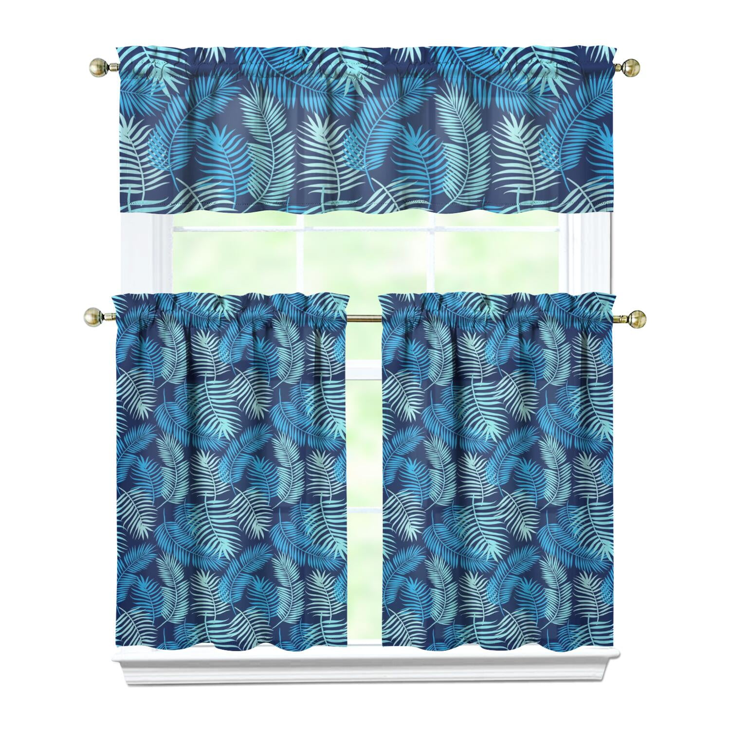 Hawaiian Hibiscus Kitchen Curtains Set, Rod Pocket Tier and Valance ...