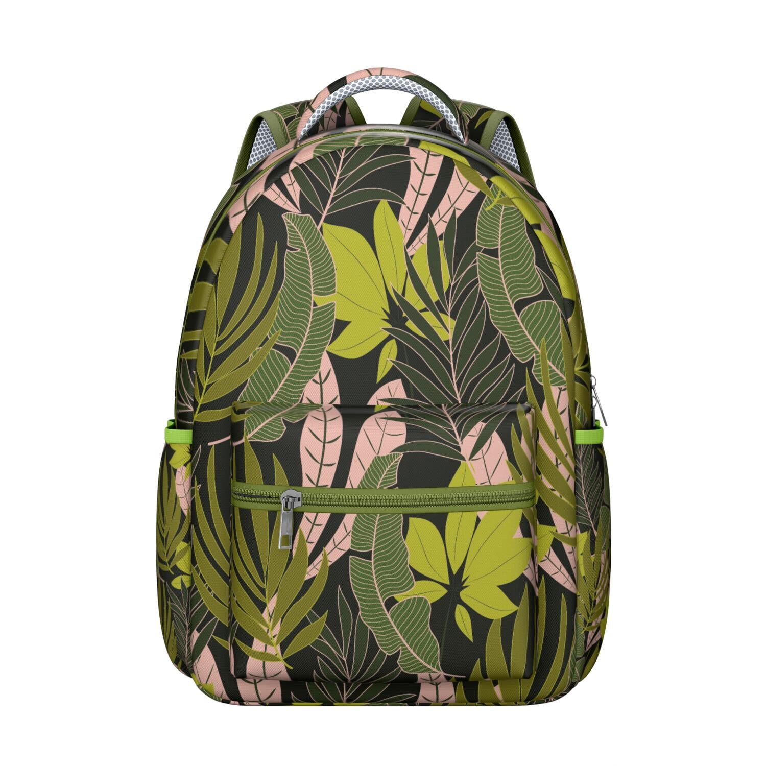 Hawaiian Hibiscus Print Ergonomic Backpack, Spacious Compartment & Side ...