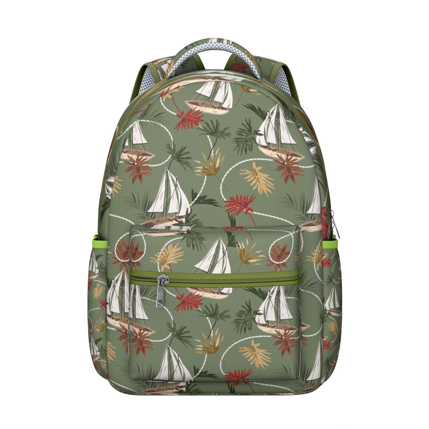 Hawaiian Hibiscus Print Ergonomic Backpack, Spacious Compartment & Side ...