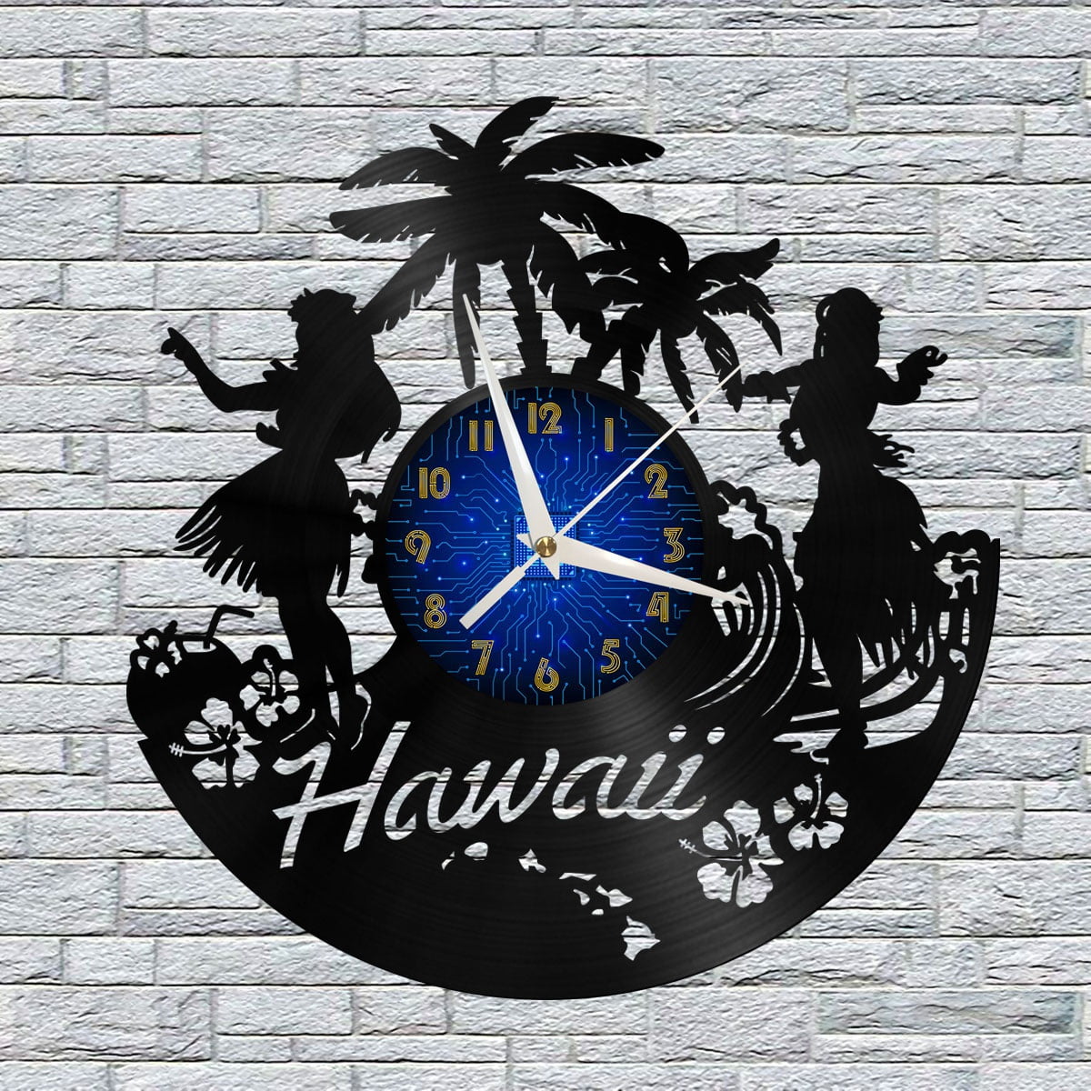 Hawaiian Hula 12 Inch Vinyl Record Wall Clock - Silent, Creative, and ...