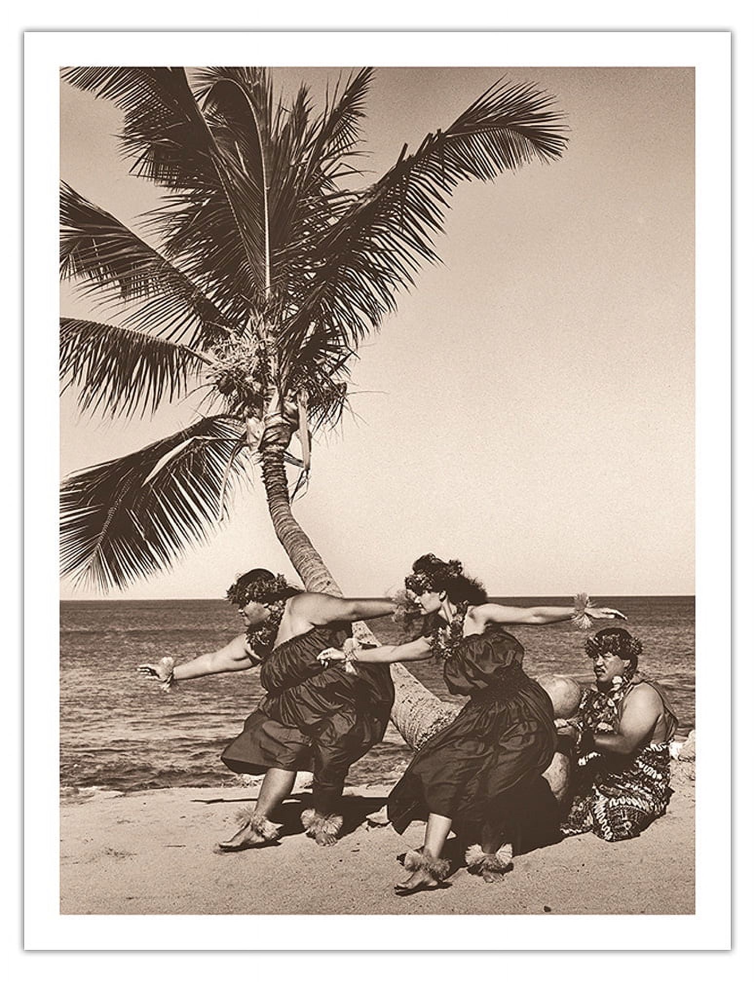 Hawaiian Hula Beach Dancers - Vintage Sepia Toned Photograph by Alan ...