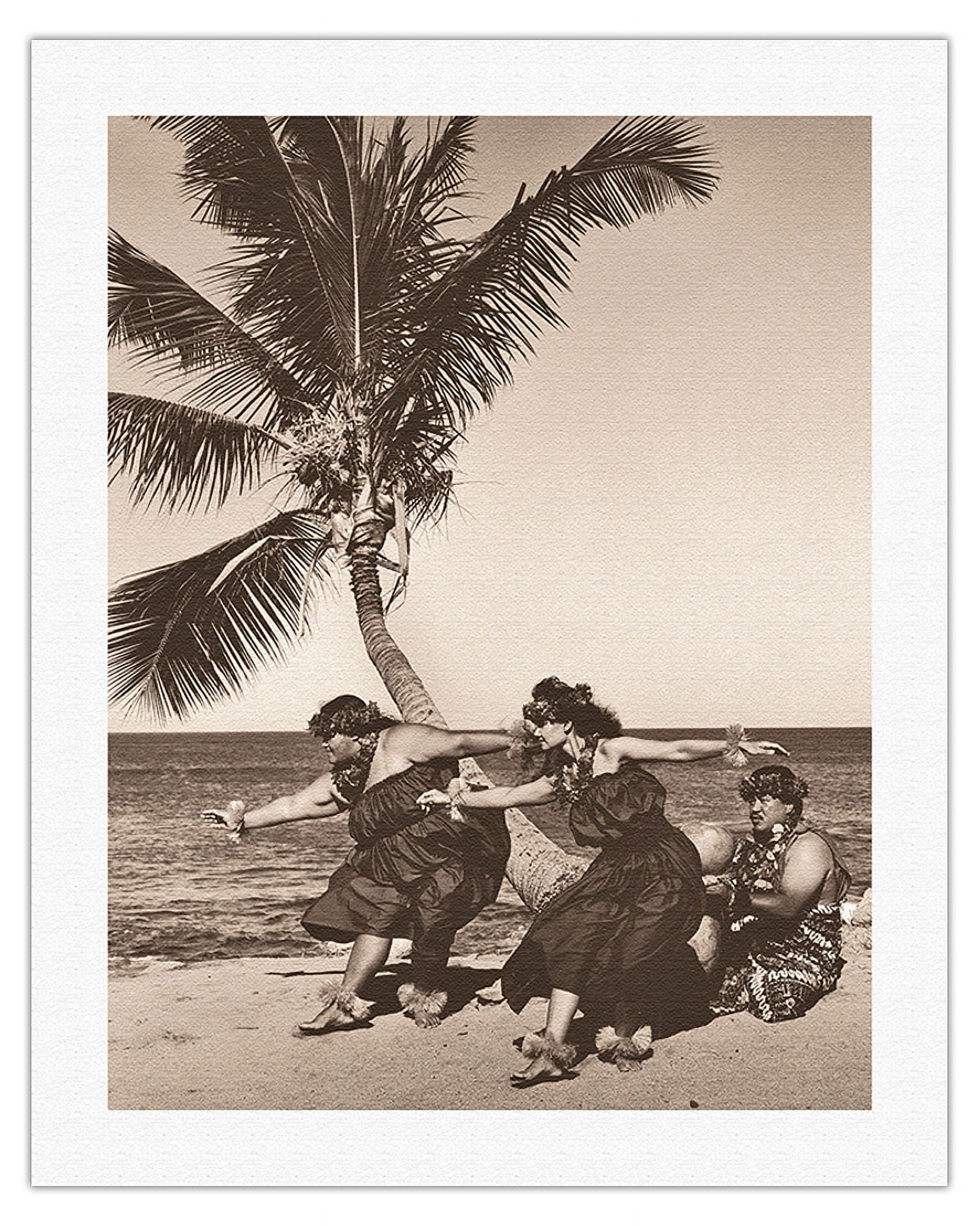 Hawaiian Hula Beach Dancers - Vintage Sepia Toned Photograph by Alan ...
