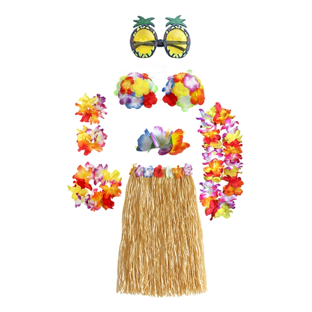 Hawaiian Hula Dance Show Garland Clothing Set - 8 Pieces for Party ...