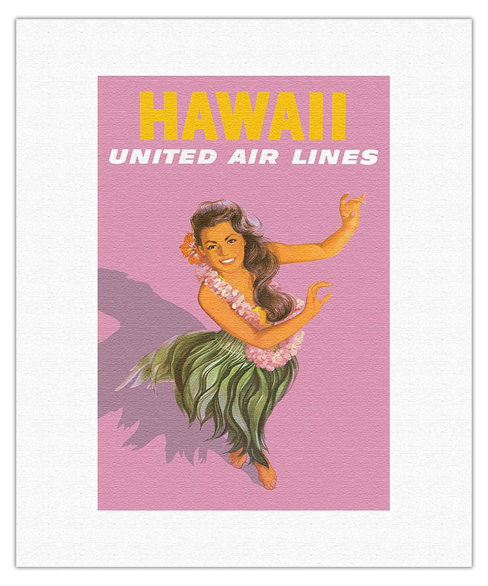 Hawaiian Hula Dancer - United Air Lines - Vintage Hawaiian Travel ...